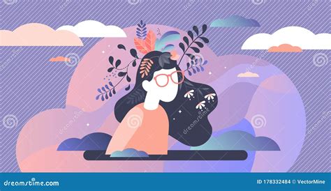 Mental Health Vector Illustration Psychological Mind Tiny Persons Concept Stock Vector