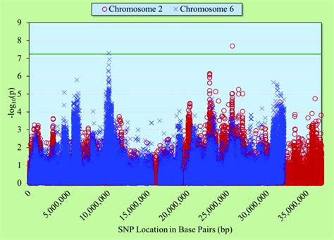 Manhattan Plots Showing Snp Markers That Are Significantly Associated