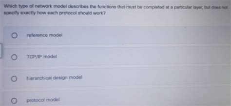 Solved Which Type Of Network Model Describes The Functions That Must