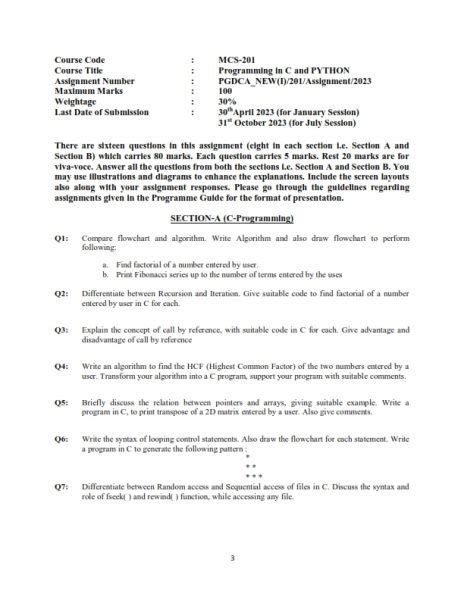 IGNOU MCS 201 Solved Assignment 2023 English Medium IGNOU Solved Assignment 2024 25 Download PDF