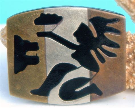 Mexico Pin Brooch Aztec Warrior Design Mixed Metales Vintage Pins