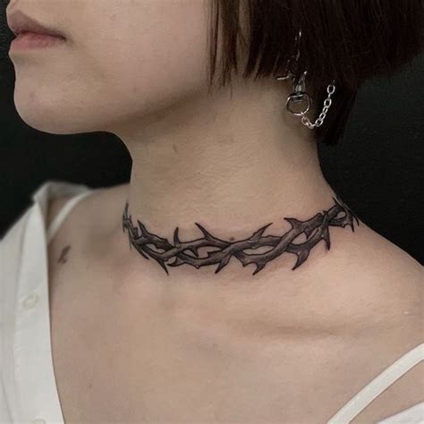 Bold And Striking Crown Of Thorns Neck Tattoo Designs