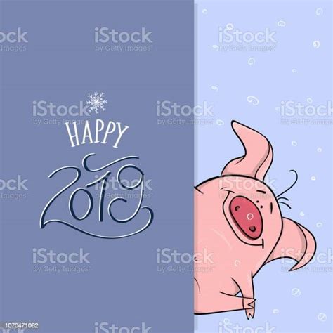 기쁜 성 탄과 재미 핑크 돼지와 함께 행복 한 새 해 2019 새 해 디자인 서식 파일 인쇄 표시 엽서 책자에 대 한 전단지