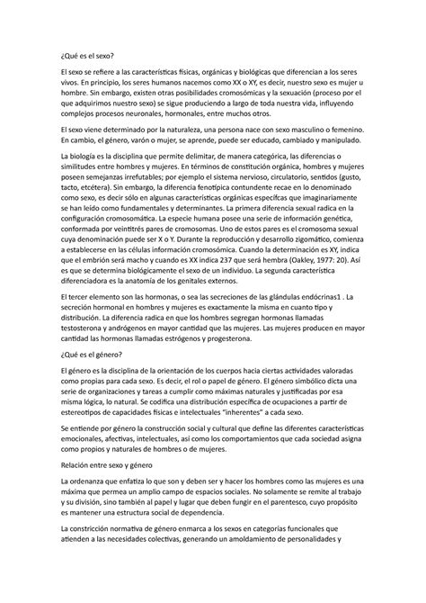Qué Es El Sexo Y Género Apuntes Sobre Las Diferencias De Genero Y