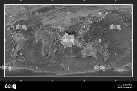 Indian Tectonic Plate On The Grayscale Elevation Map In The Patterson Cylindrical Oblique