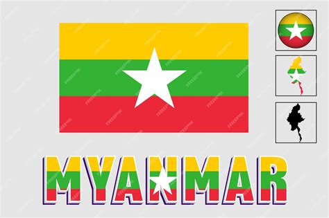 Premium Vector Myanmar Flag And Map In A Vector Graphic