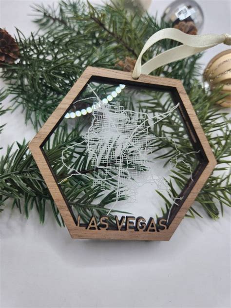 Personalized Engraved Hexagon Christmas Ornament With Map Location In