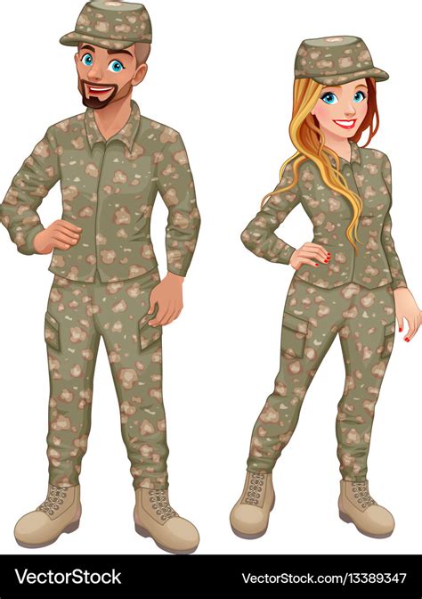 Couple Of Male And Female Soldiers Royalty Free Vector Image