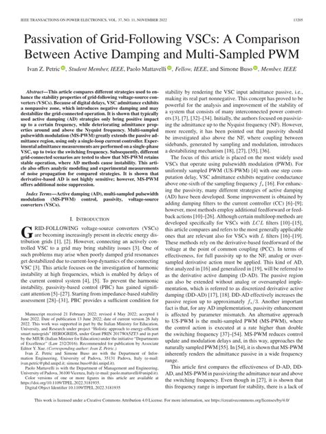 pdf passivation of grid following vscs a comparison between active