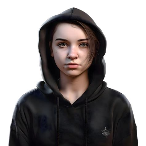 Free Psd 3d Rendering Of A Teenager Girl With A Hood Isolated On