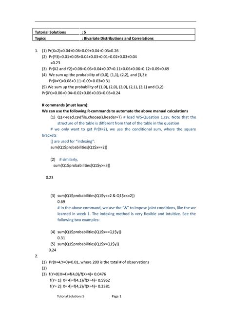 Tutorial 5 Solutions Ans Tutorial Solutions 5 Topics