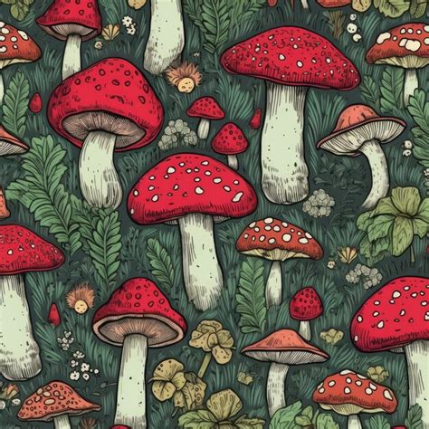 Premium Ai Image Patterns Mushroom In The Forest