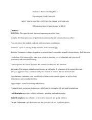 Crash Course 3 Pdf Module 3 Brain S Building Blocks Psychological