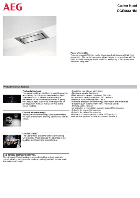 Aeg Cooker Hood Dge Hm With Integrated Hob Hood Connectivity