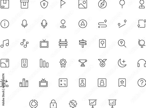 Vector Of Essential UI Icon Set Thin Perfect For User Interface New Application Stock