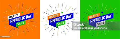 인도 판매 개념 서식 파일 배너 로고 디자인 아이콘 포스터 단위 레이블 웹 헤더 흰색 광선 배경에 축하와 함께 니모닉 3세트 1월 26일 벡터 독립에 대한 스톡 벡터 아트