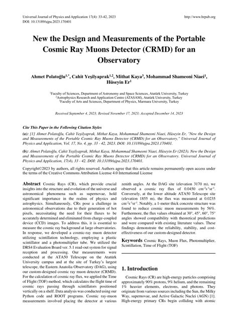 Pdf New The Design And Measurements Of The Portable Cosmic Ray Muons