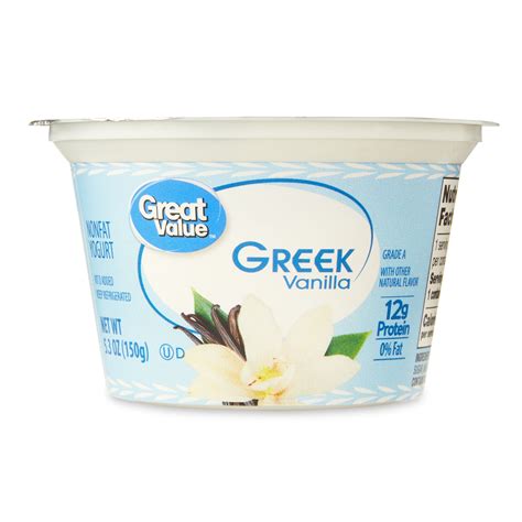 Great Value Greek Vanilla Nonfat Yogurt 53 Oz Cup