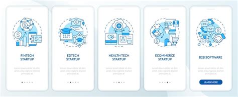Premium Vector Best Startup Industries Blue Onboarding Mobile App Screen