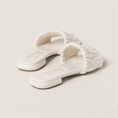 Miu Miu Matelassé Nappa Leather Slides Reversible