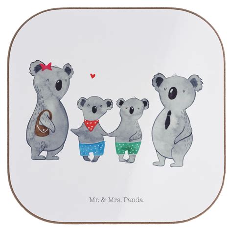 Mr And Mrs Panda Getränkeuntersetzer Koala Familie Zwei Weiß