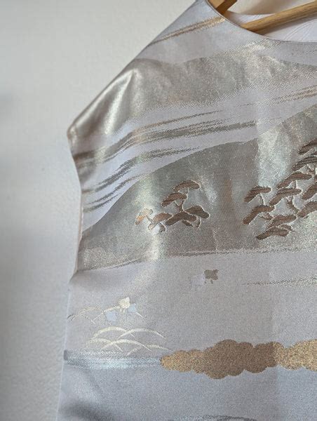 Obi Top Gold And Silver Landscape With Trees Stitch And Tickle Stitch And Tickle