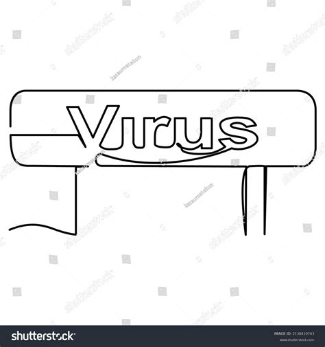 One Line Continuous Drawing Virus Sign Stock Vector Royalty Free