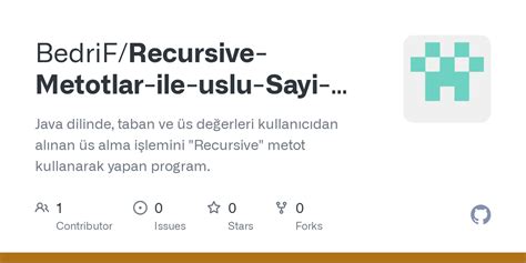 Github Bedrifrecursive Metotlar Ile Uslu Sayi Hesaplama Java