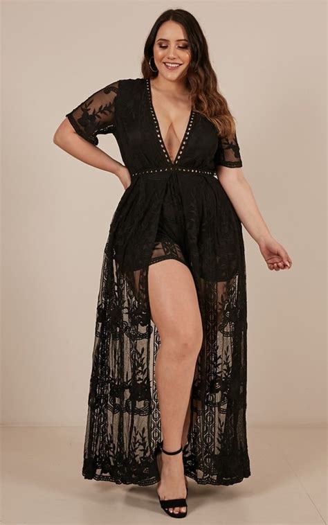 Lets Get Loud Maxi Playsuit In Black Lace