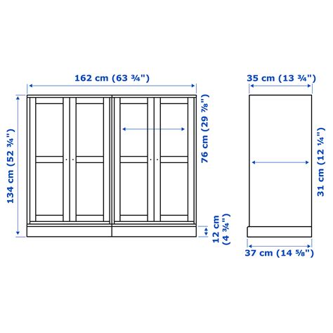 Havsta Storage Combination W Glass Doors Grey 162x37x134 Cm Ikea Eesti