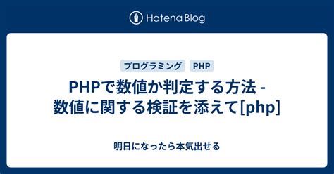 PHPで数値か判定する方法 数値に関する検証を添えて php 明日になったら本気出せる