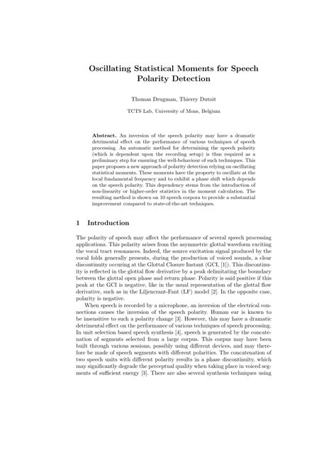 Pdf Oscillating Statistical Moments For Speech Polarity Detection