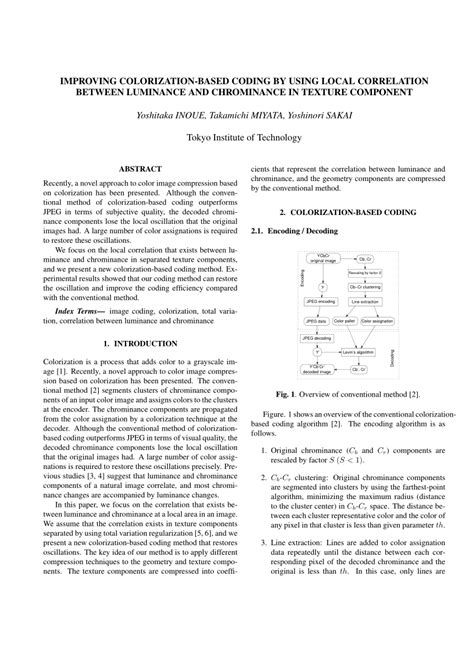 Pdf Improving Colorization Based Coding By Using Local Correlation