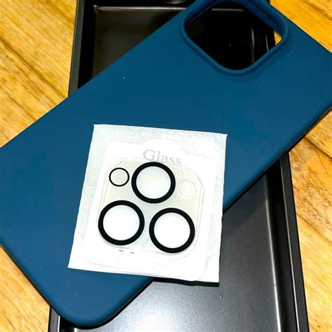 Cell Phones Accessories New Iphone Pro Max Midnight Blue Promax Silicone Case And Lens