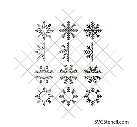 Simple Snowflakes Svg Personalized Half Snowflake Svg Svgstencil