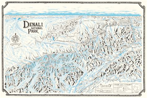 Denali National Park And Nenana River Map Cloudburst Productions