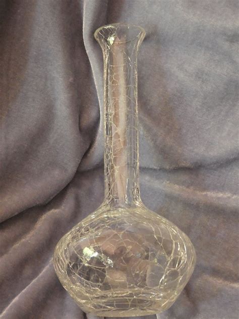 Vintage Crackle Glass Bud Vase By Gorgeous Designs Taiwan 1970s Etsy