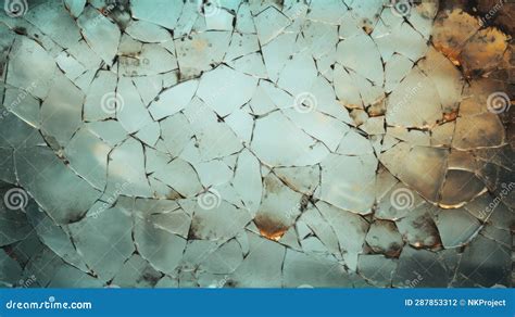 Blue And Rusty Old Broken Frosted Glass Pieces Of Random Shape Glass