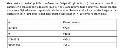 Solved One Write A Method Public Boolean Chegg