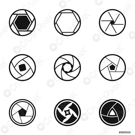 Types Of Aperture Icons Set Simple Style Stock Vector 3809205 Crushpixel