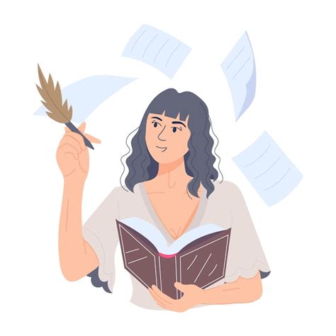 Chica Estudiando Libros Ilustración Plana Vector Premium