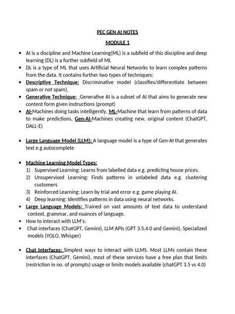 Pec Gen Ai Notes Pdf Machine Learning Python Programming Language