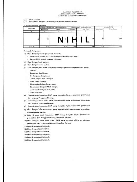 B Format Laporan Penertiban Tingkat Kuasa Pengguna Barang Pdf