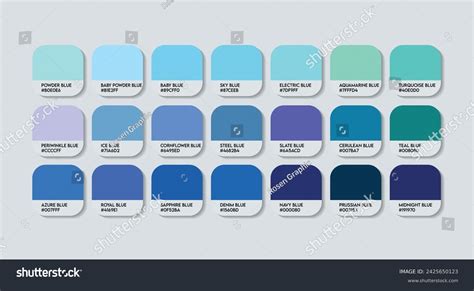 Blue Color Palette Blue Color Code Stock Vector Royalty Free