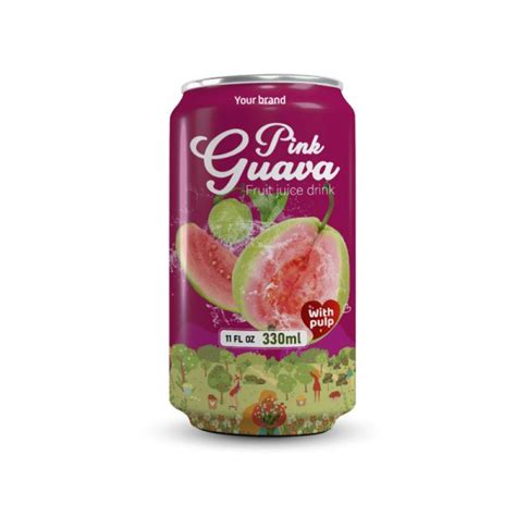 Pink Guava Juice Drink With Pulp 330ml Can Private Label Tan Do