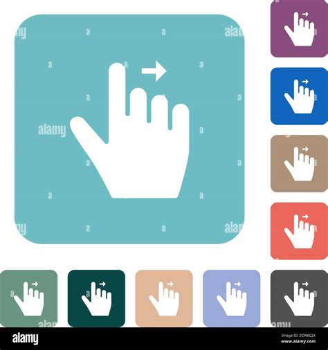 Right Handed Move Right Gesture White Flat Icons On Color Rounded