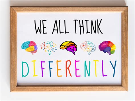 We All Think Differently Poster Neurodiversity Digital Art Print