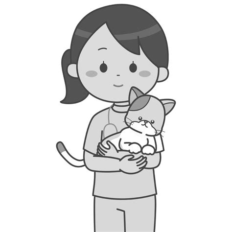 猫を抱いている動物看護師のイラスト🎨【フリー素材】｜看護roo カンゴルー
