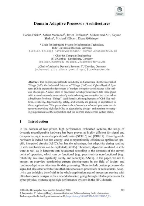 Pdf Domain Adaptive Processor Architectures · 316 The First Section