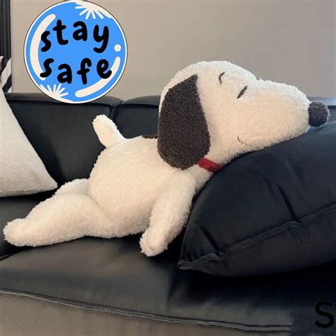 Snoopy Stuff Stuffy Snoopy Pillow Sleeping On An Oversized Plushy Etsy